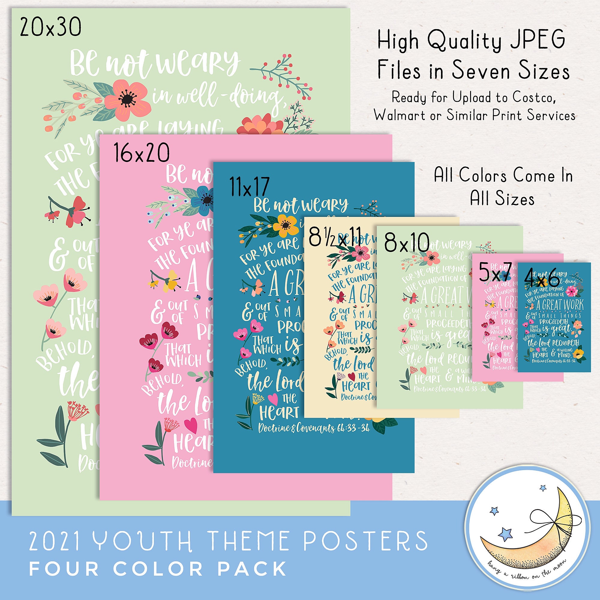 2021 LDS Youth Theme A Great Work Posters: Four Colors, Eight Printable ...