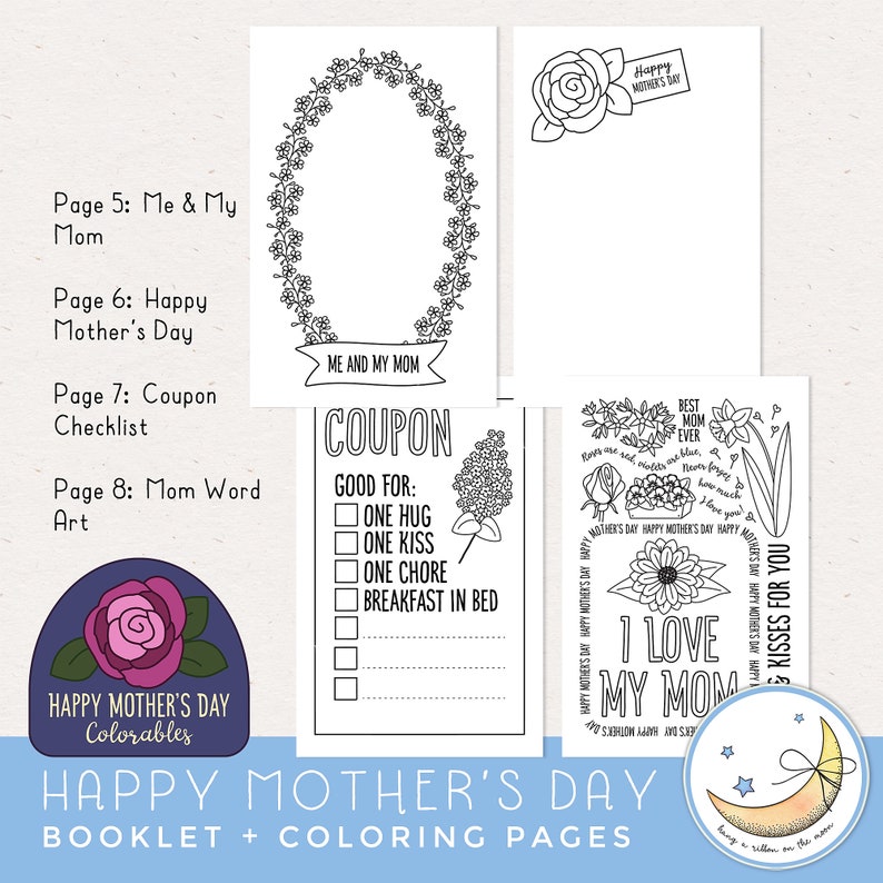 Mother's Day Booklet, Printable, All About My Mom, Coloring Book Style ...