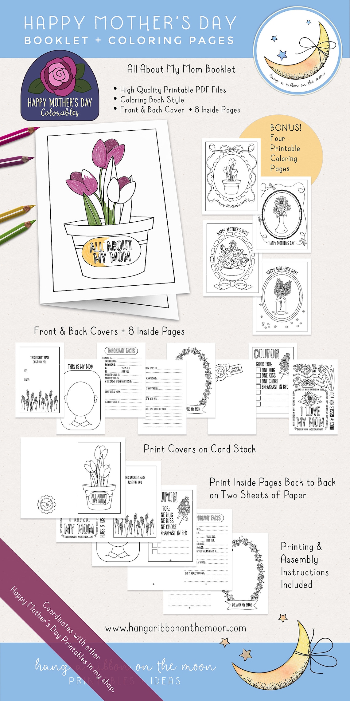 Mother's Day Booklet Printable All About My Mom - Etsy