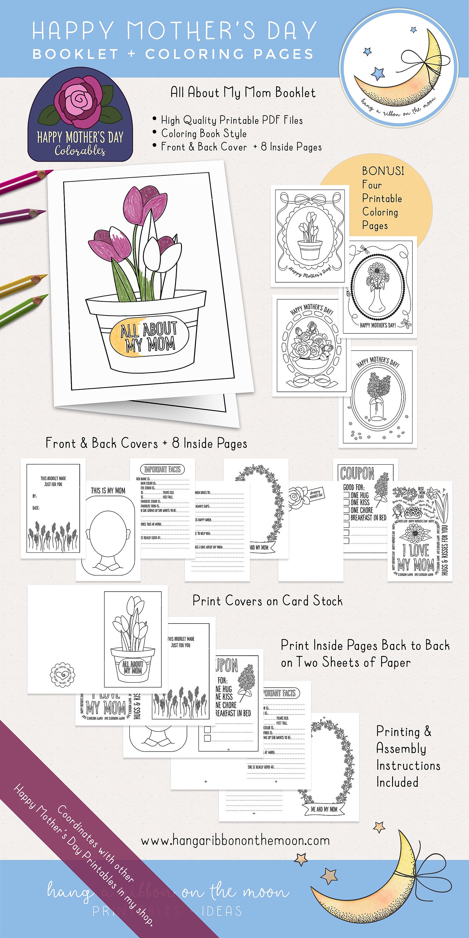 Mother's Day Booklet Printable All About My Mom - Etsy