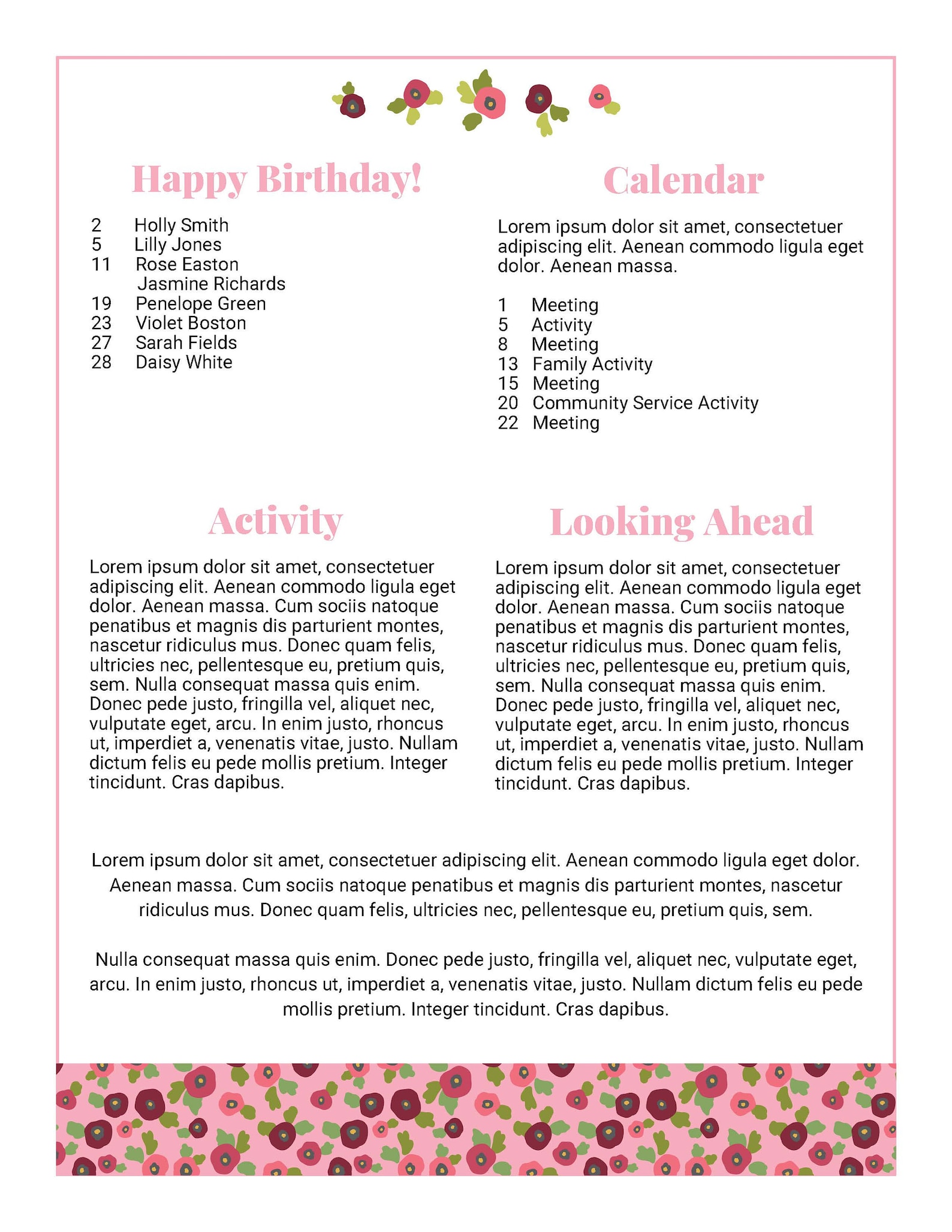 Newsletter Template, Two Pages, Editable in Adobe Reader, PS, PSE ...