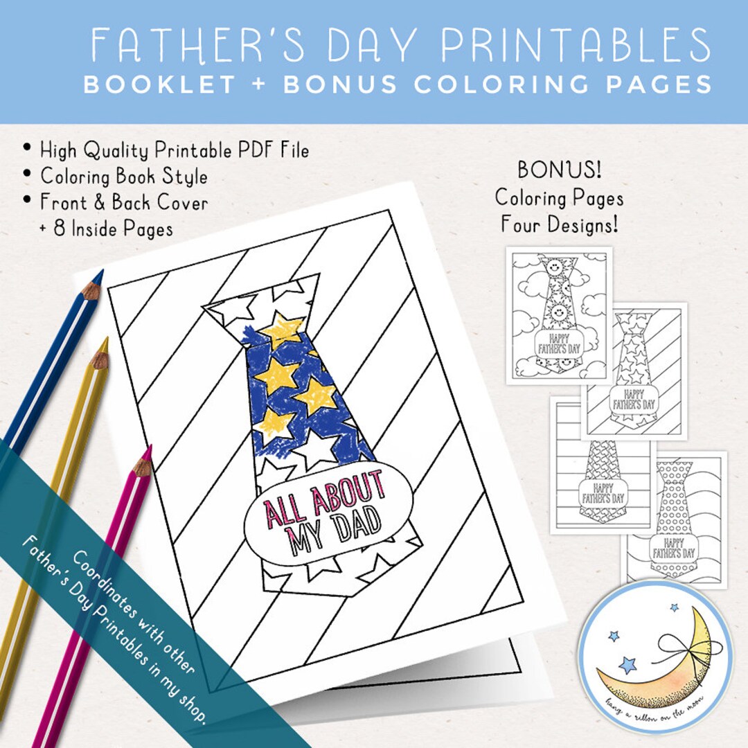 Father's Day Printable Booklet With Coloring Pages, Father's Day Craft ...