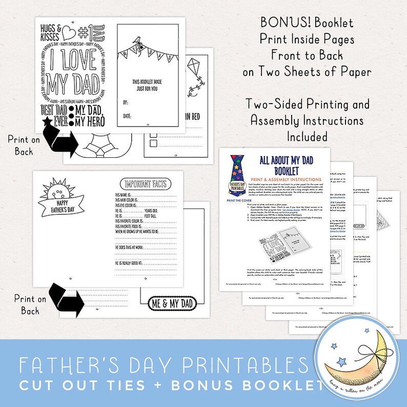 Father's Day Printable Paper Ties, Dad Booklet, Father's Day Craft ...
