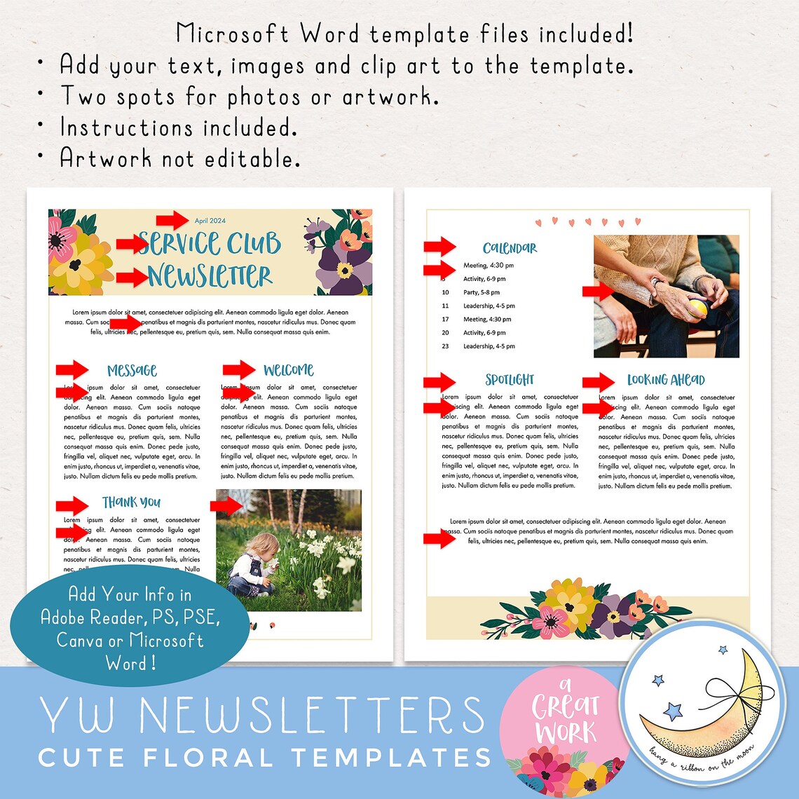 Editable Newsletter Templates, PDF, JPEG & MS Word Templates, Floral ...