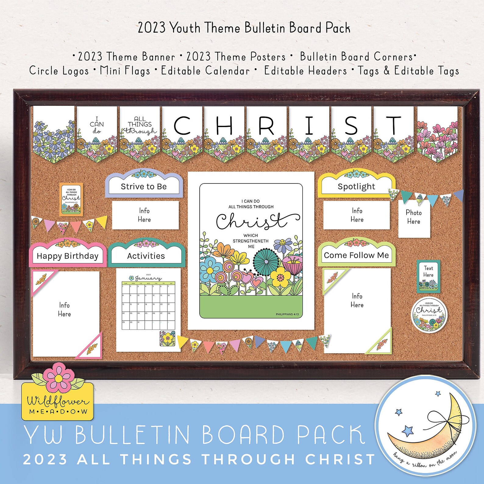 2023 All Things Through Christ, Bulletin Board Pack, LDS Young Women ...