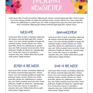 Editable Newsletter Templates, PDF, JPEG & MS Word Templates, Floral ...