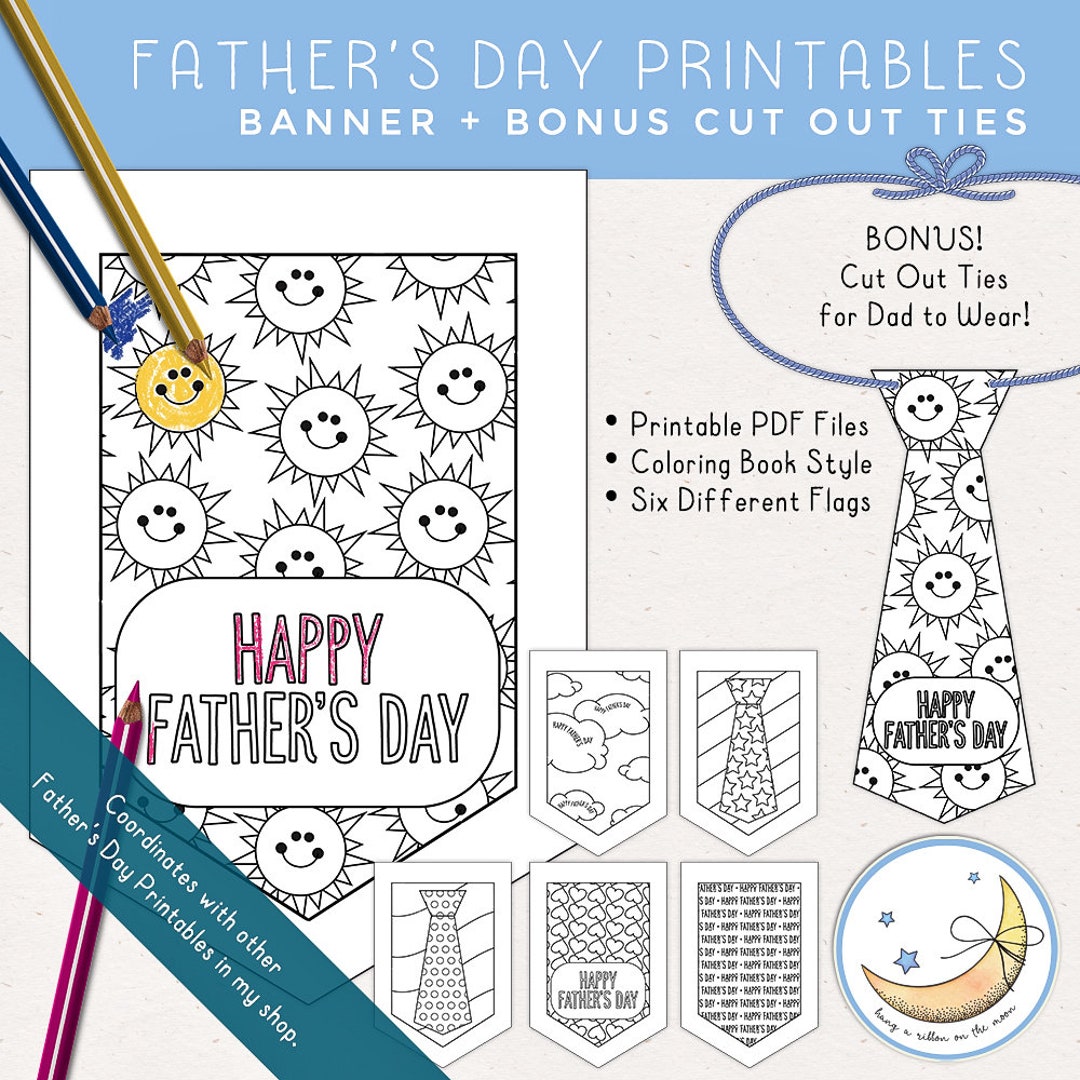Father's Day Banner Printable & Paper Ties, Father's Day Craft: Use for ...