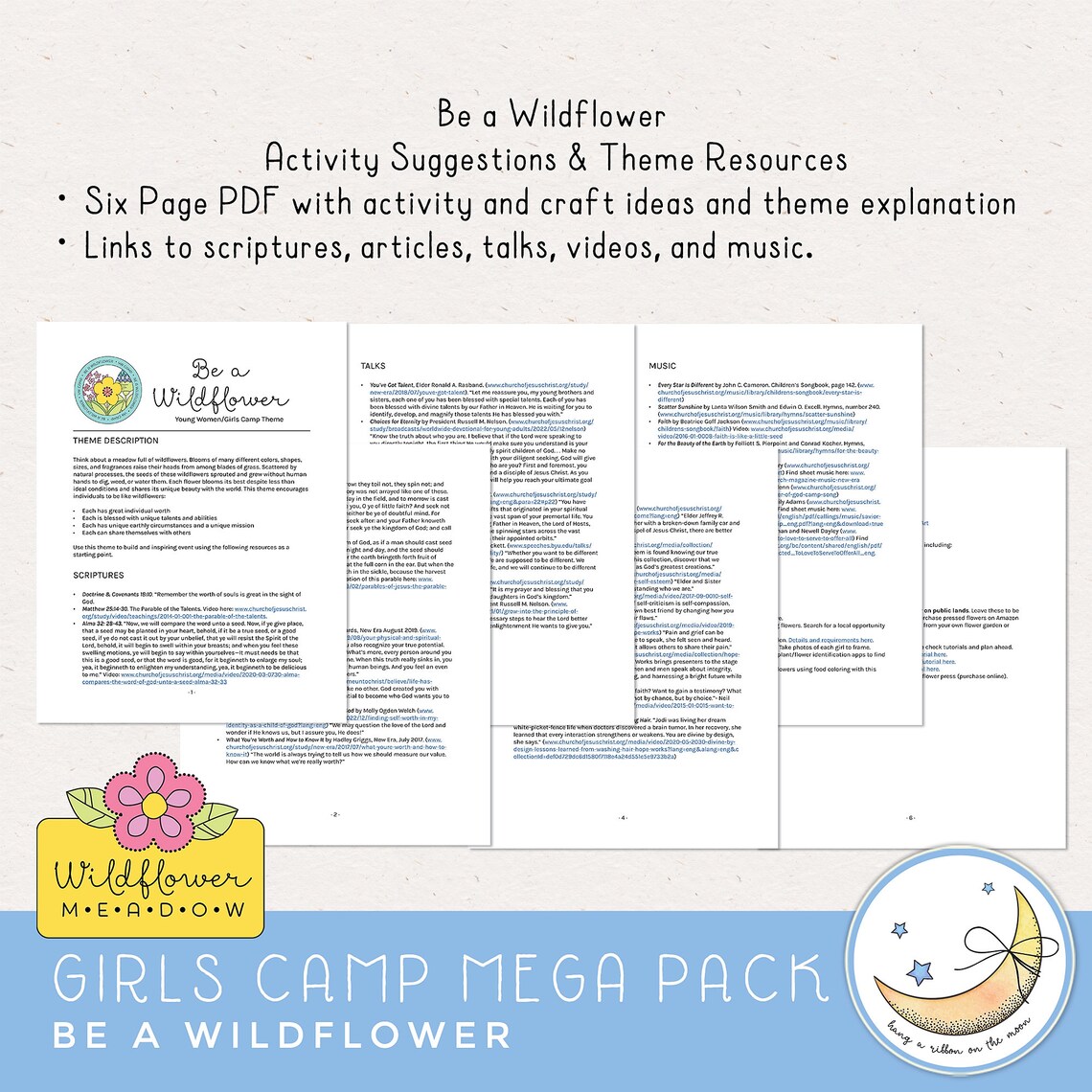 LDS Girls Camp Mega Pack Be a Wildflower Posters Tags - Etsy