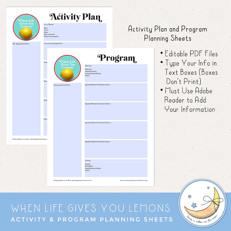 LDS Relief Society Event Pack, When Life Gives You Lemons Mega ...