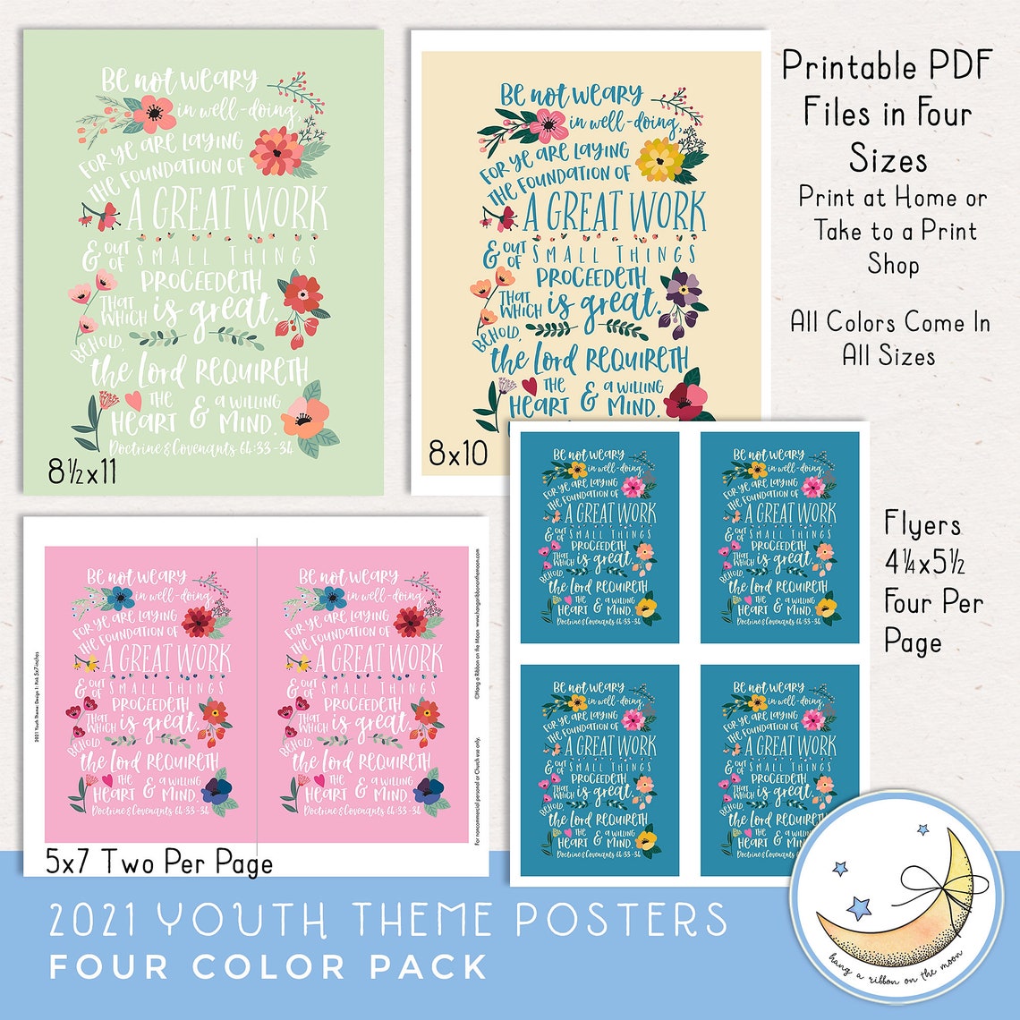 2021 LDS Youth Theme A Great Work Posters: Four Colors, Eight Printable ...