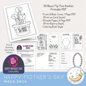 Mother's Day Printable Mega Pack: Booklet, Gift Boxes, Banner, Coloring ...