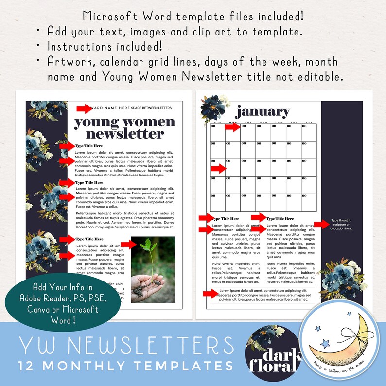 LDS Young Women Newsletter Templates, 12 Months: Edit in Adobe Reader ...