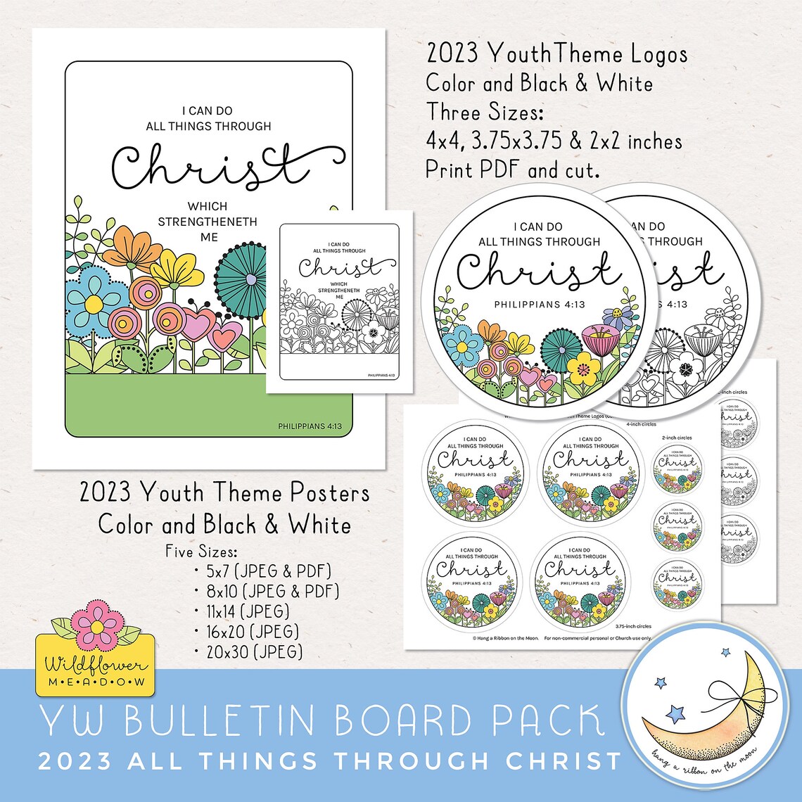 2023 All Things Through Christ, Bulletin Board Pack, LDS Young Women ...