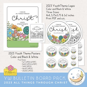 2023 All Things Through Christ, Bulletin Board Pack, LDS Young Women ...