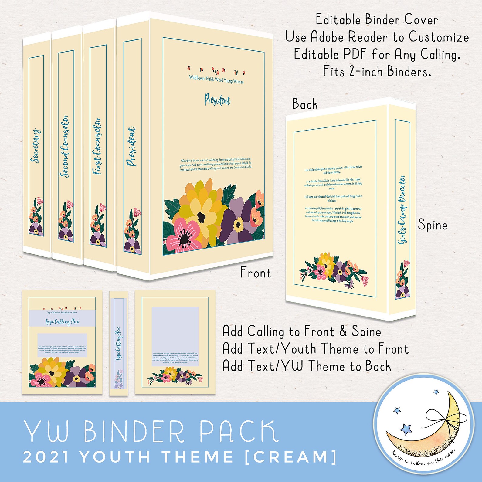A Great Work, LDS Young Women 2021 Binder Pack Youth Theme D&C 64:33-34 ...