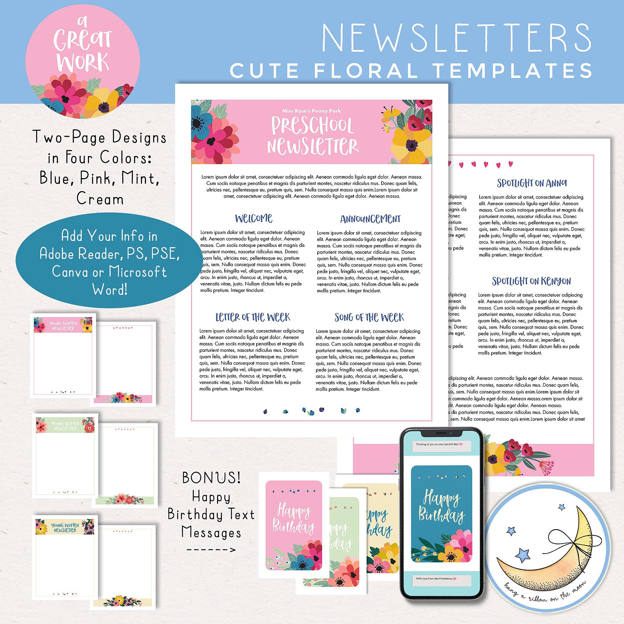 Editable Newsletter Templates, PDF, JPEG & MS Word Templates, Floral ...