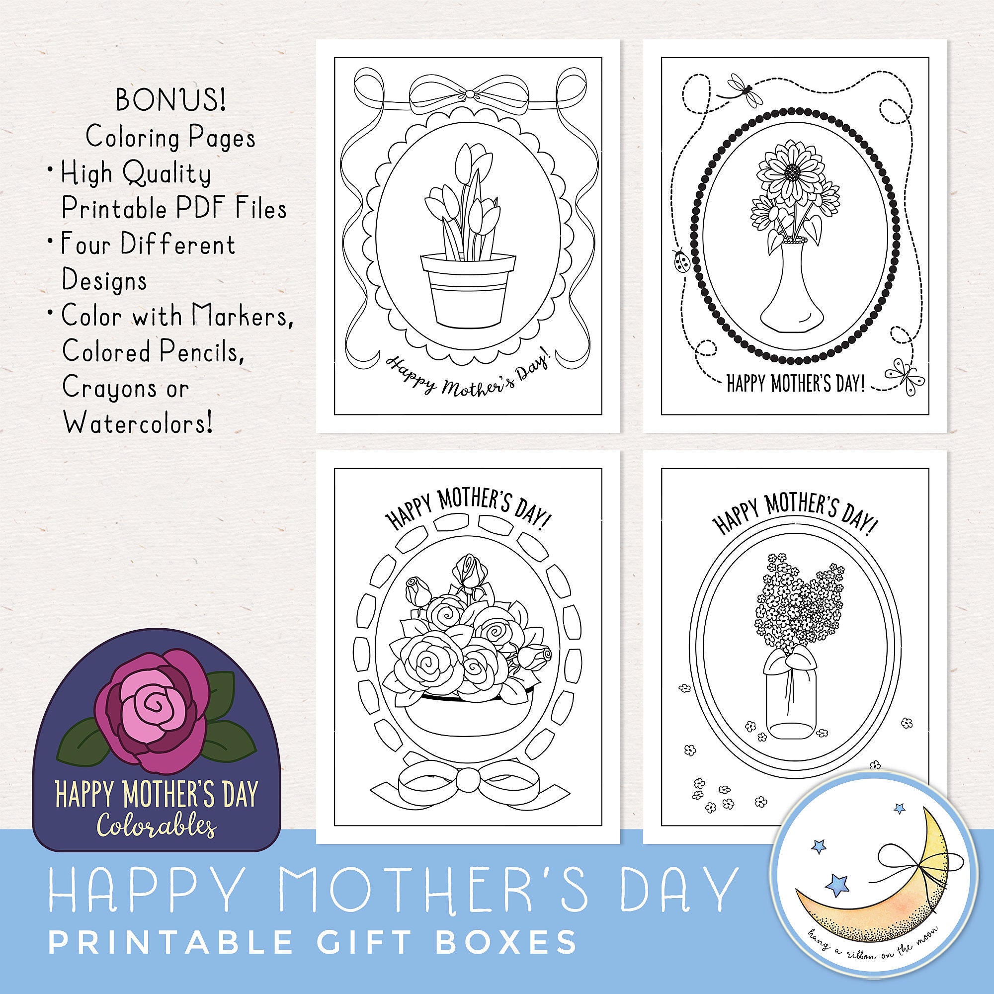 Mother's Day Printable Gift Boxes 5x7 Inches 3D Pop up - Etsy