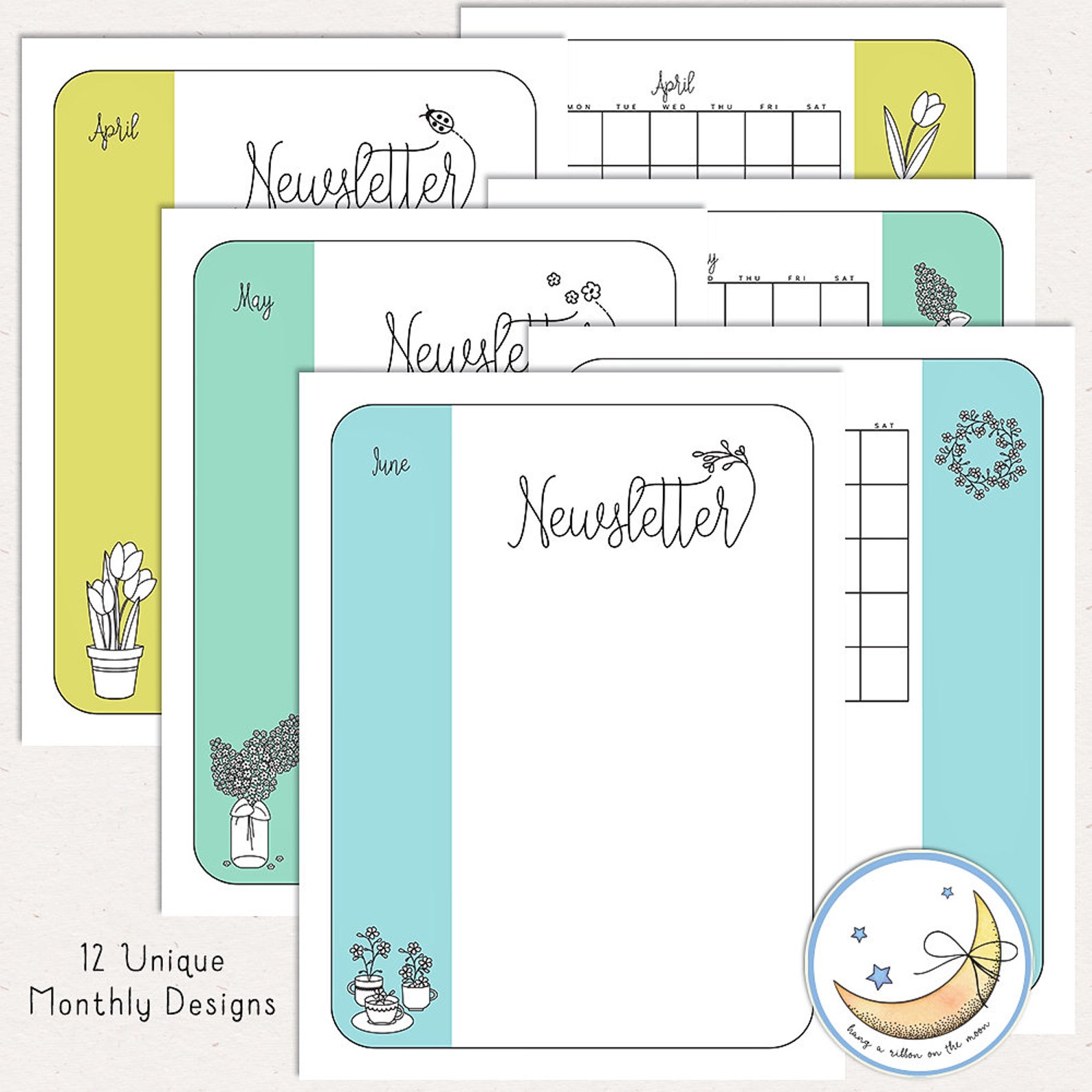 Newsletter Templates, 12 Months, Two Pages, Edit in Adobe Reader ...