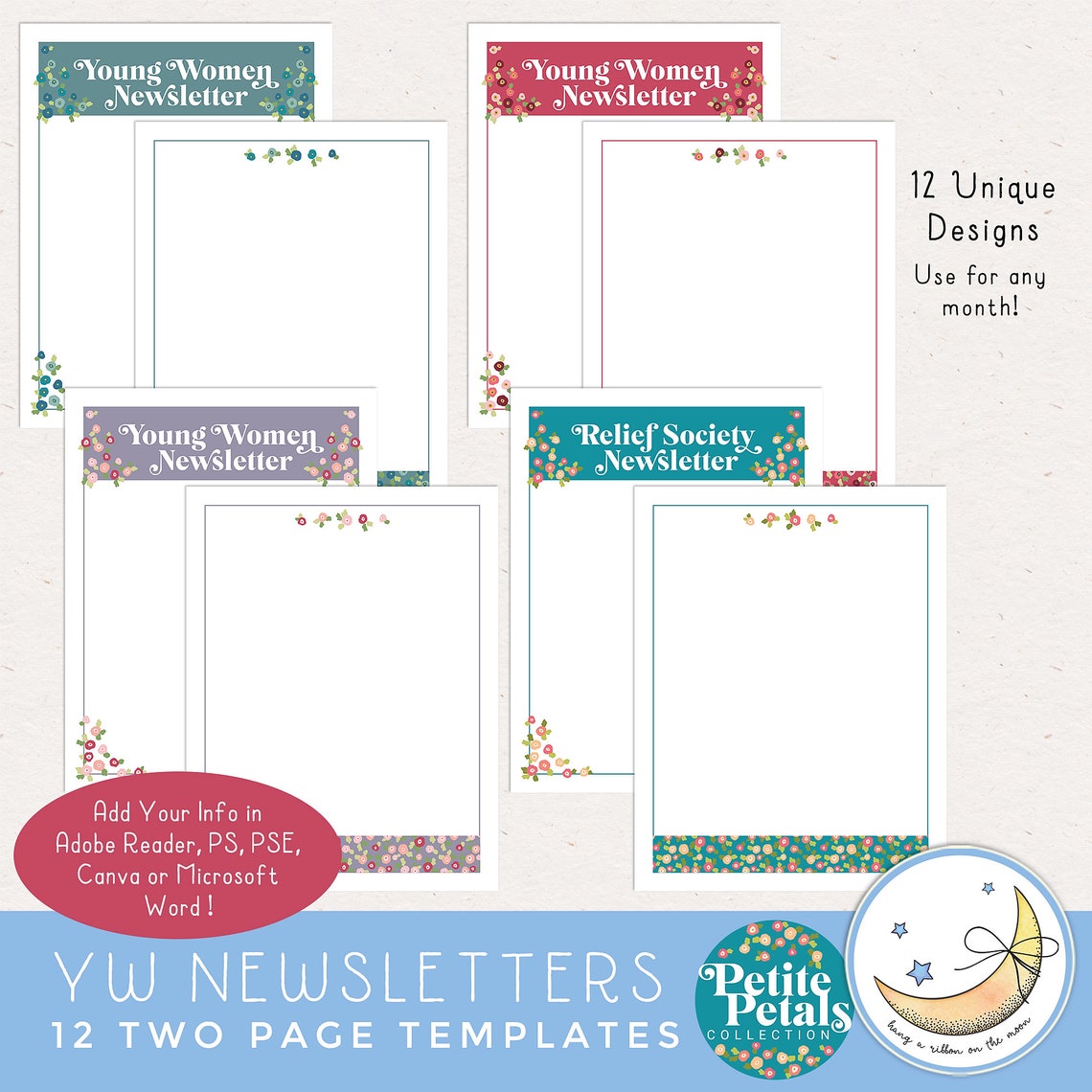 LDS Young Women Newsletter Templates 12 Months, Edit in Adobe Reader ...
