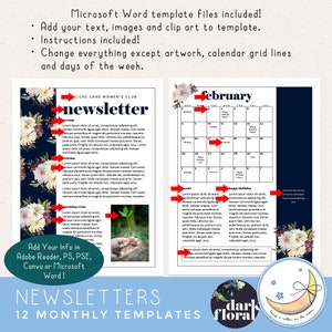 Newsletter Templates 12 Months: Adobe Reader Editable PDF, PS, PSE ...