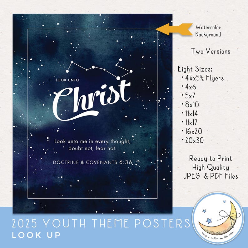 Poster Pack LDS Youth Theme 2025: Look Unto Christ, 4x6, 5x7, 8x10 ...