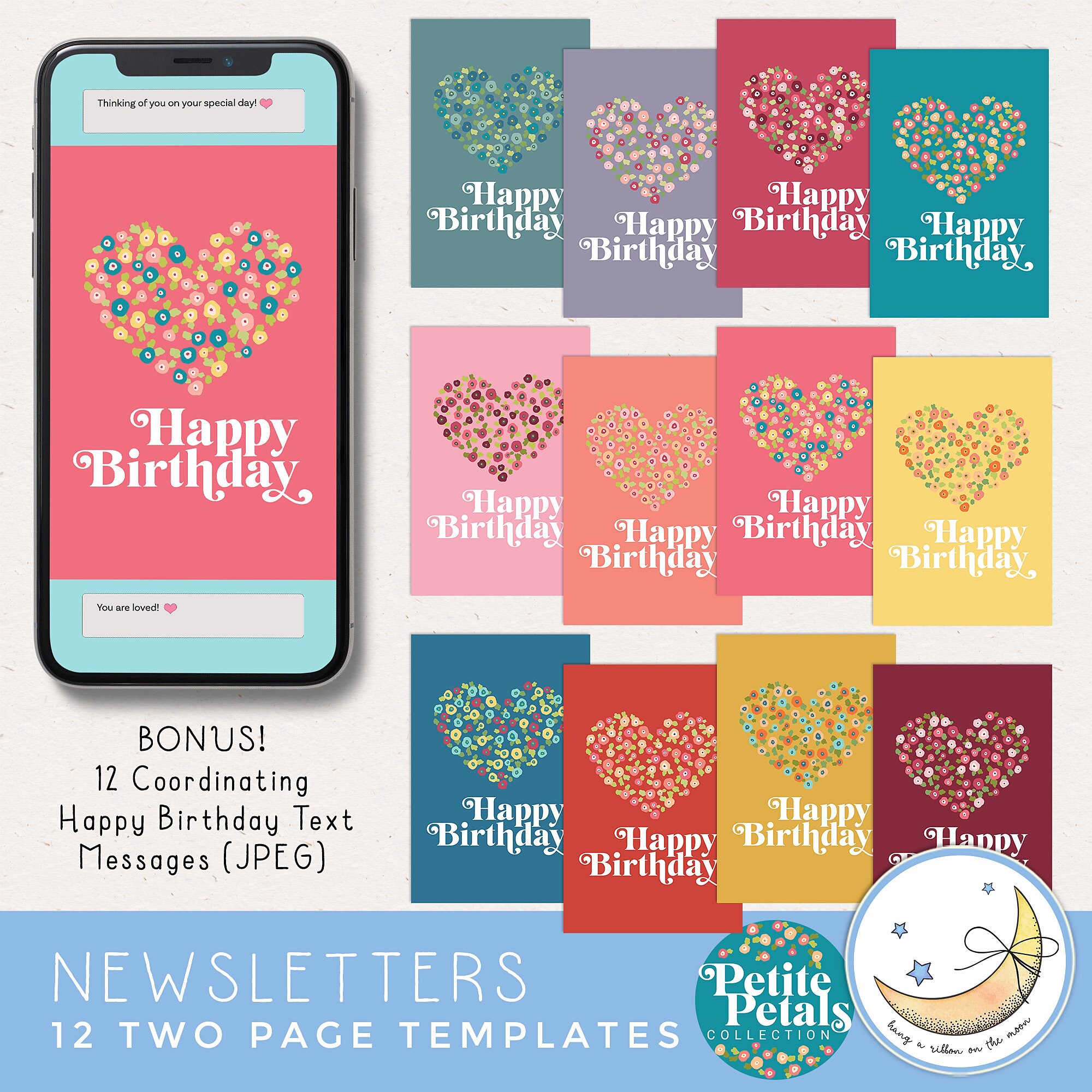 Newsletter Editable Templates 12 Months: Adobe Reader, PS, PSE, Canva ...