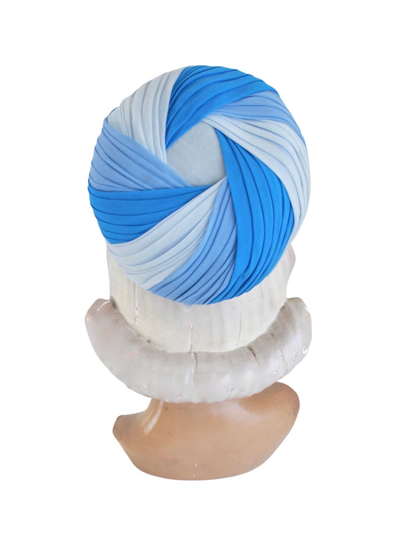 PRISTINE 1960s Shades of Blue Color Block Turban Toque Hat | Etsy