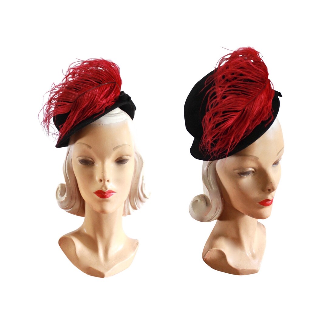 1940s Tilt Hat - 1940s Toy Hat - 1940s Suiter Hat - 40s Pink Hat - 40s ...