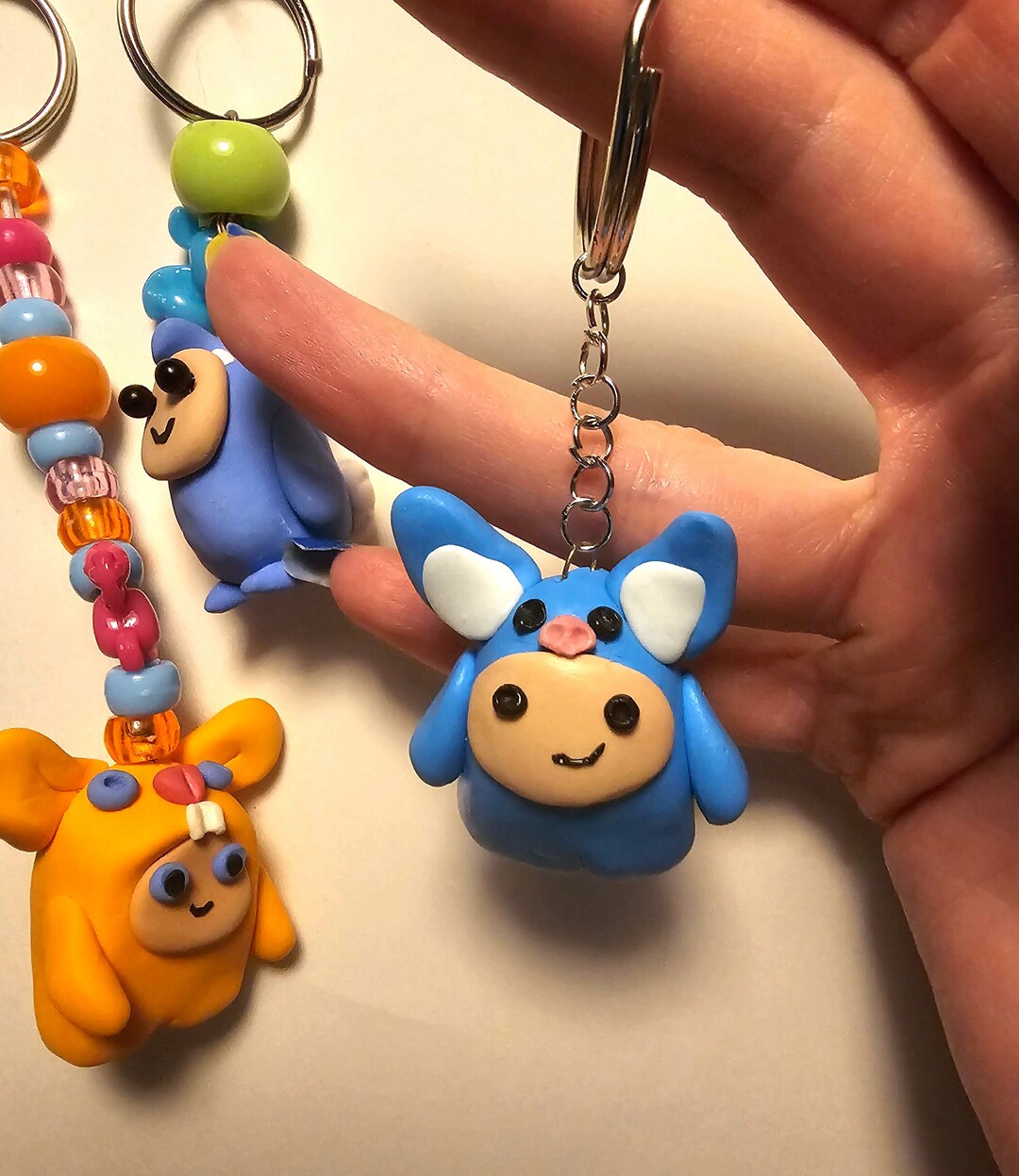 Bunny Buddy Unique Handmade Polymer Clay Keyring - Etsy