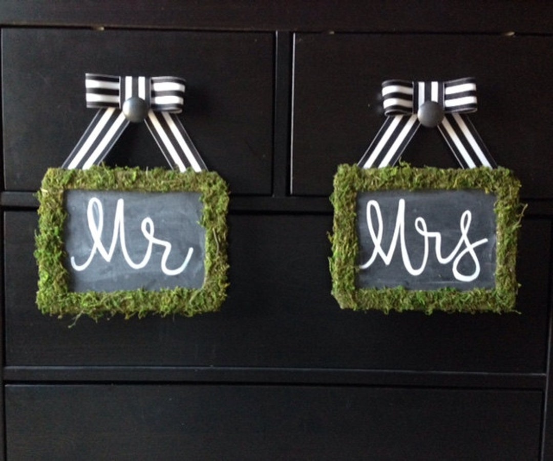 Moss Covered Chalk Board With Grosgrain Ribbon Trim - Etsy