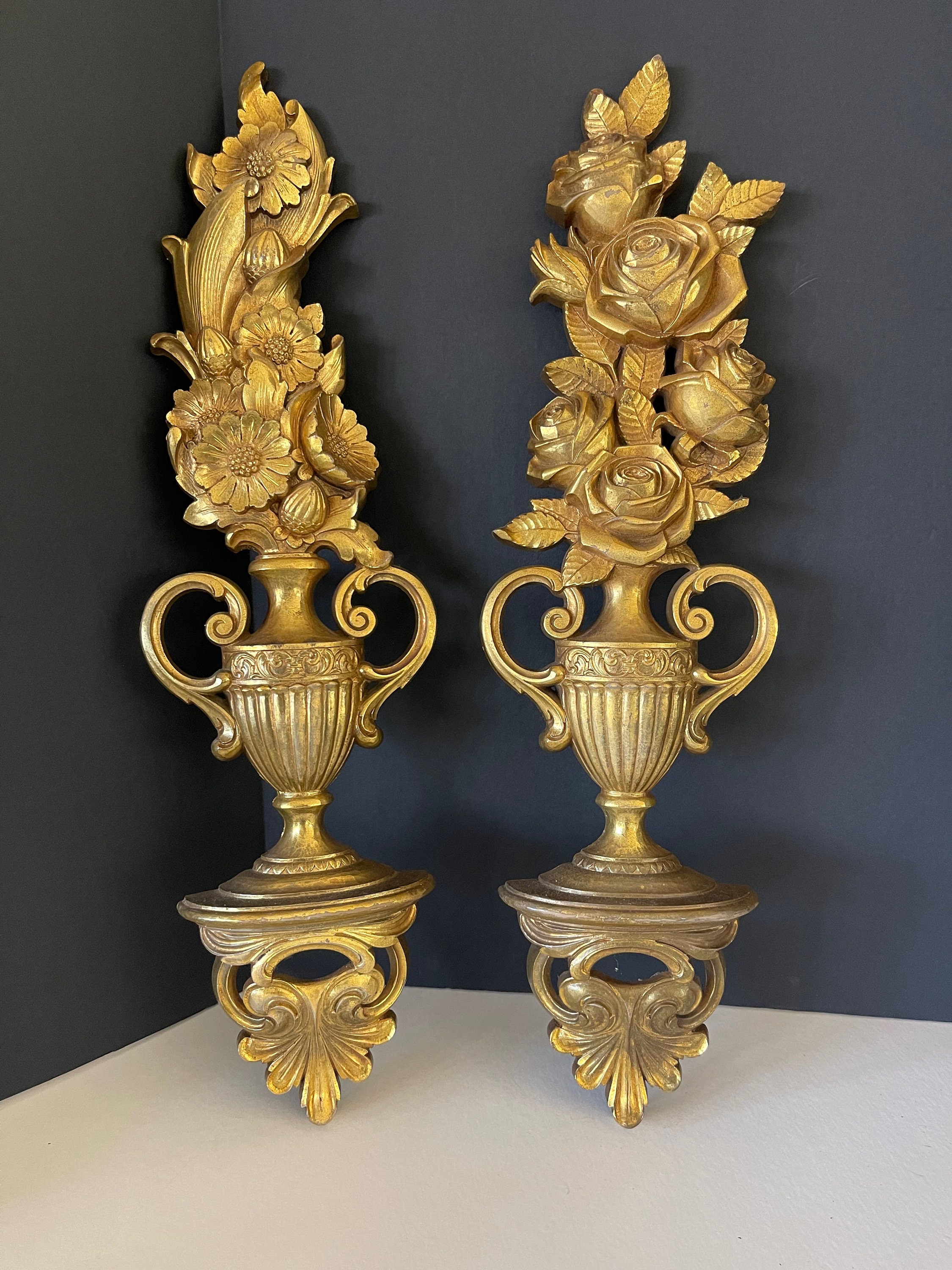 Vintage Hollywood Regency Syroco Gold Wall Decorative Sconces - Etsy