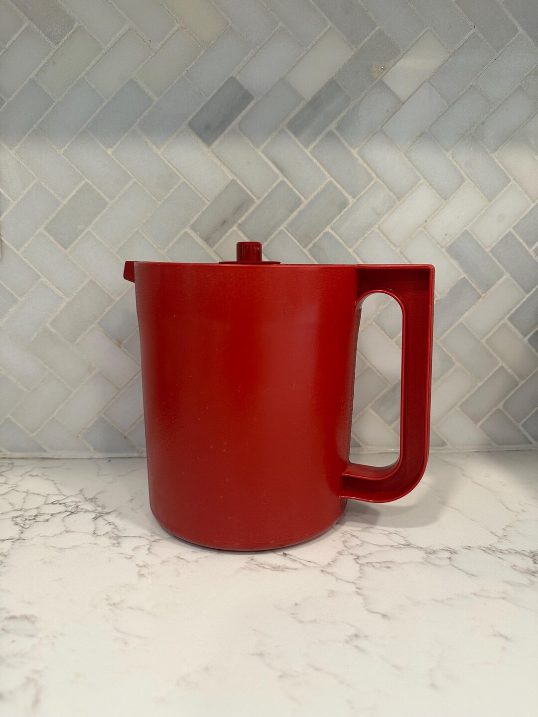 Vintage Red Tupperware Pitcher With Lid | Juice Pitcher | Retro - Etsy