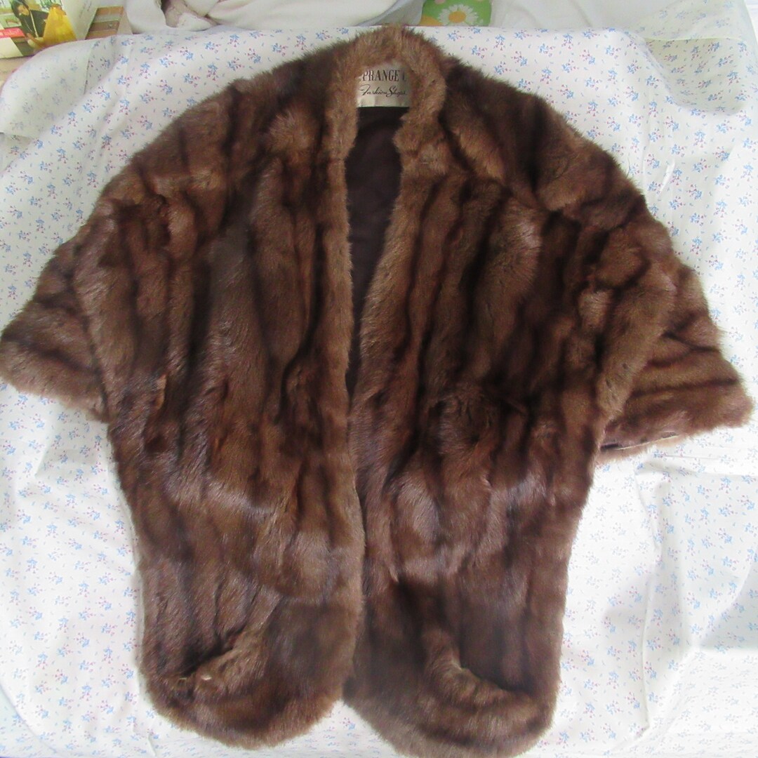 Genuine Mink Stole, Chocolate Brown Color, Mink CAPE or Wrap Around ...