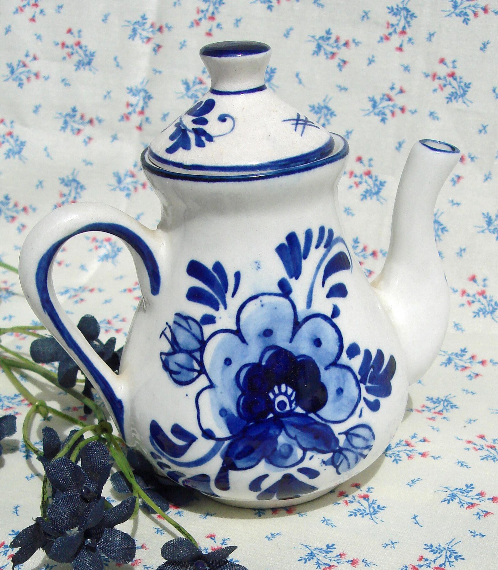 Vintage Delft Blue Miniature Teapot: Hand-painted Windmill, Holland ...