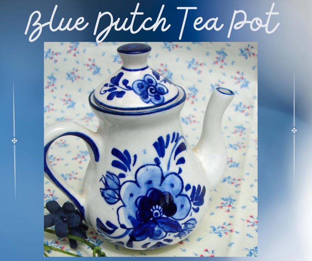 Vintage Delft Blue Miniature Teapot: Hand-painted Windmill, Holland ...