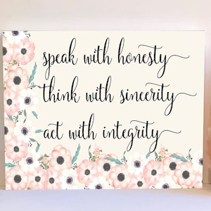 Speak With Honesty Wood Sign, Motivational Wood Sign, Inspirational ...