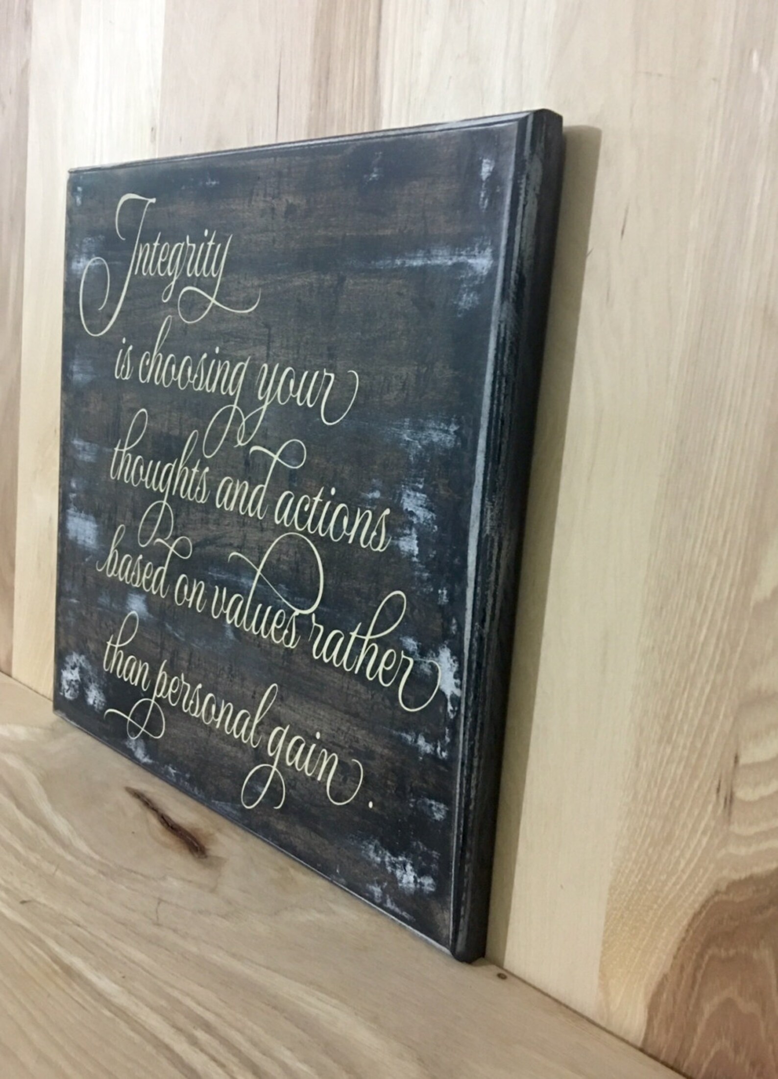 Integrity custom wood sign life lesson wall decor positive | Etsy