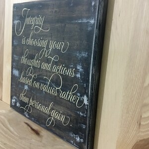 Integrity Custom Wood Sign, Life Lesson Wall Decor, Positive Quotes ...