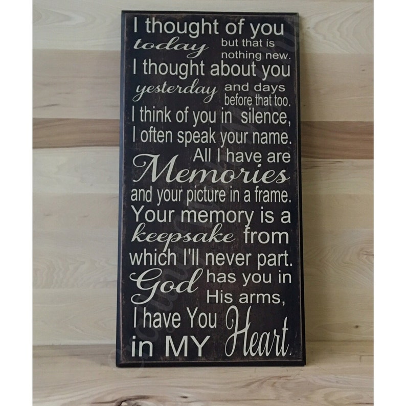 I Thought of You Memorial Sign Memorial Gift Sympathy Gift - Etsy
