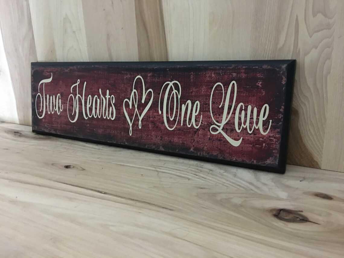 Two Hearts Wood Sign Wedding Sign Love Sign Wedding Gift | Etsy