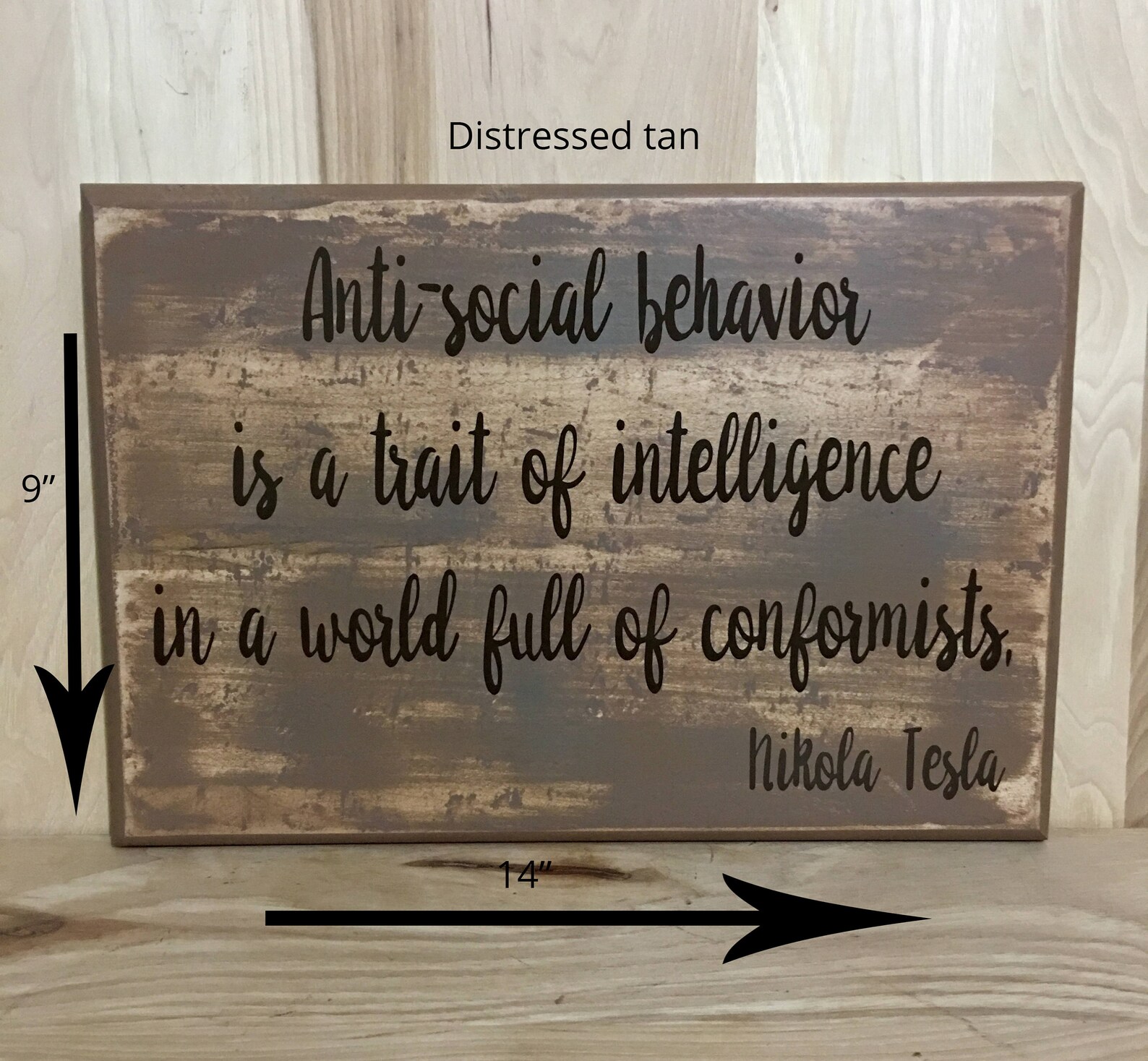 Nikola Tesla Wood Sign Quote Anti Social Funny Sign Humorous | Etsy