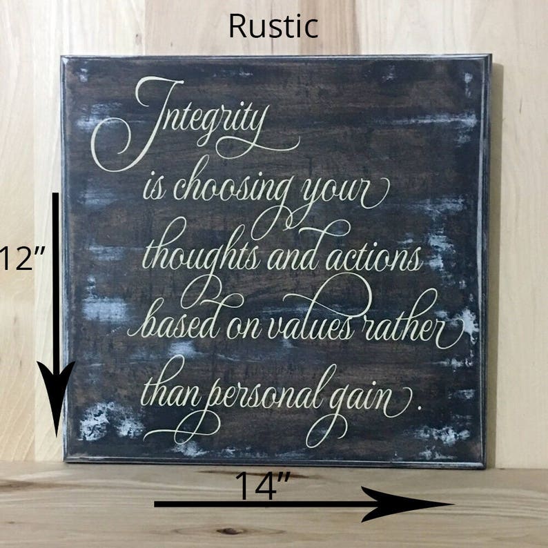 Integrity Custom Wood Sign Life Lesson Wall Decor Positive - Etsy
