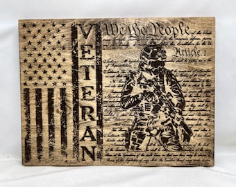 Veteran Wood Sign, Military, Veteran’s Day, Patriotic, Laser Engraved ...