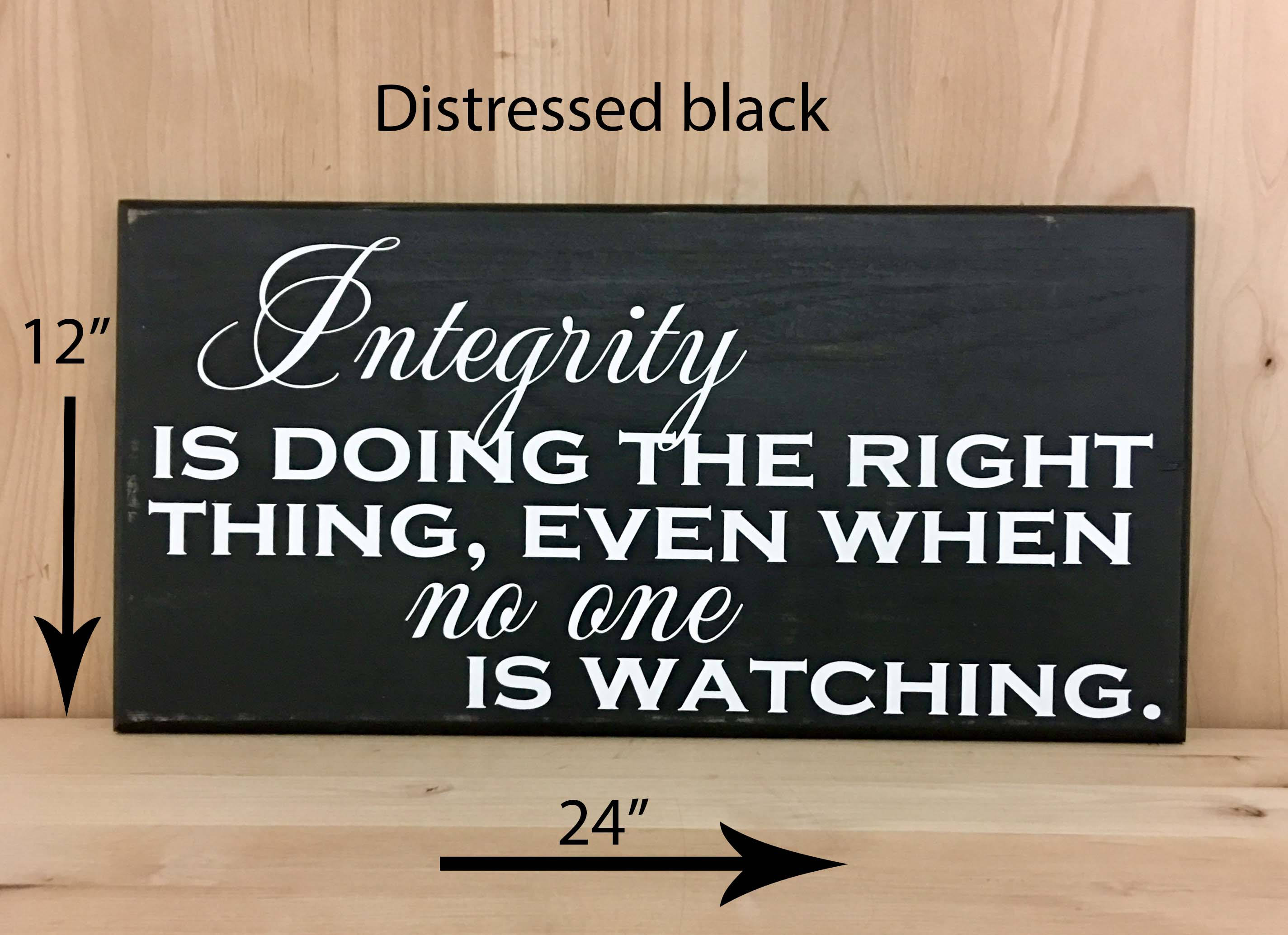 Integrity Wood Sign With Saying Inspirational Quote - Etsy