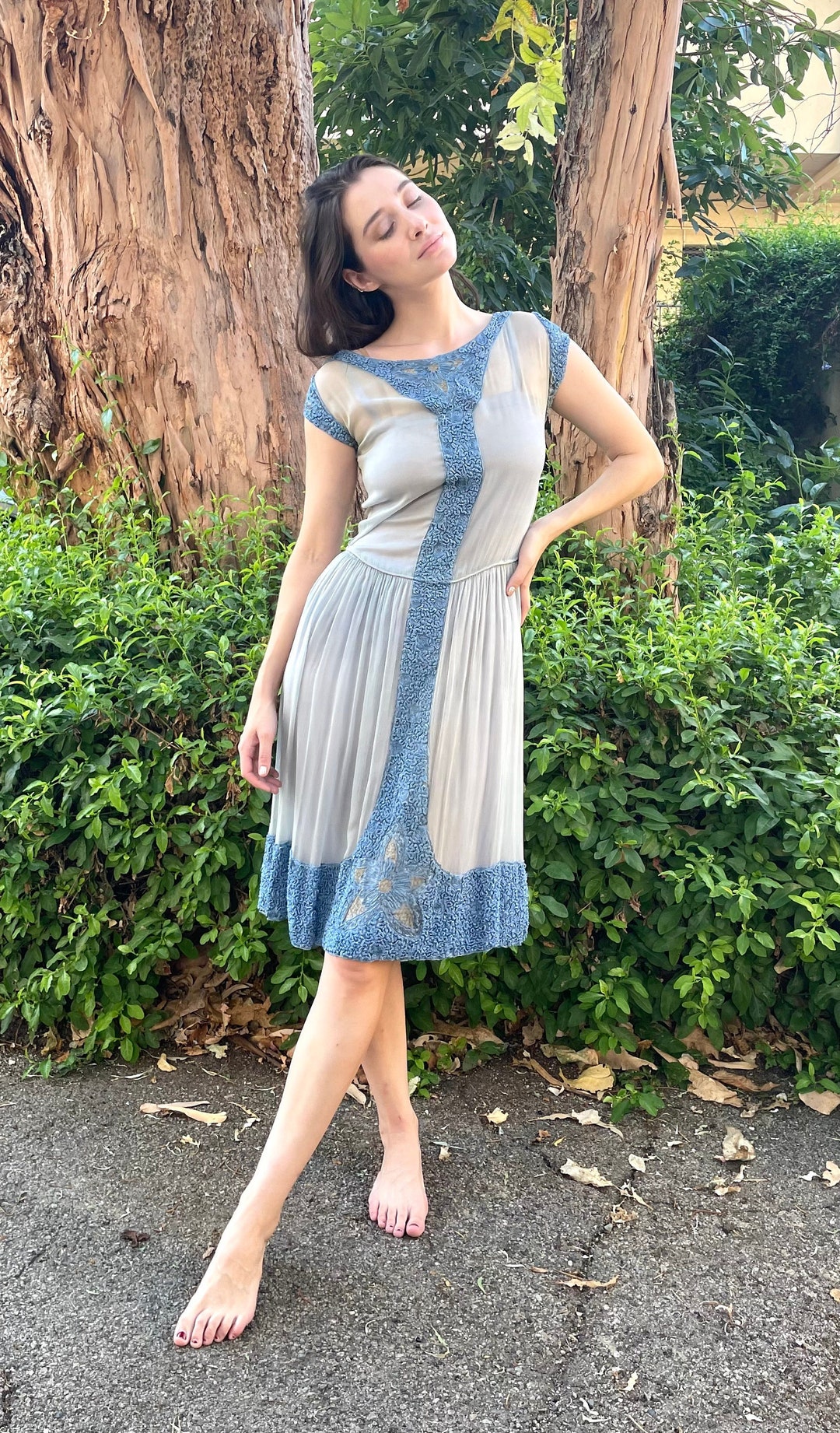 1920s Dress / Vintage Antique 20s Blue Dress / XS S - Etsy