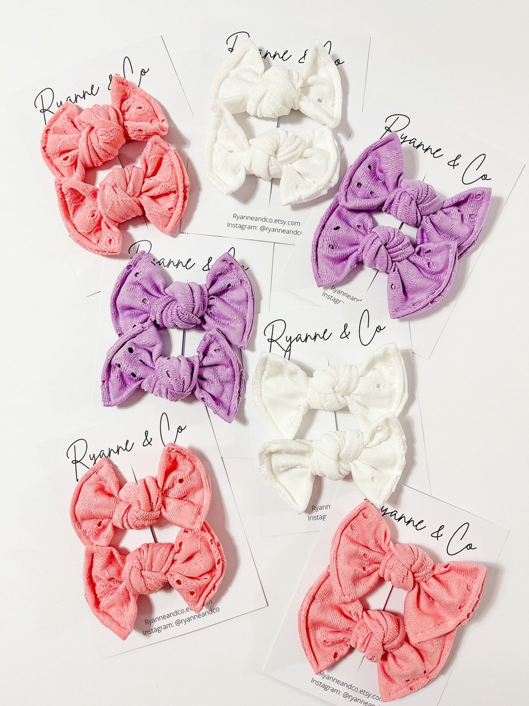 Spring Eyelet Knot Piggies, Spring Bows, Pigtail Sets, White Pigtail ...