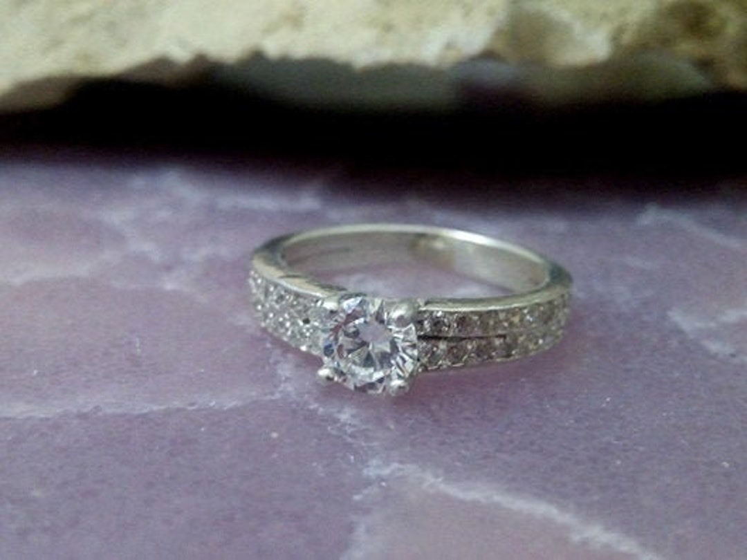 Promise Ring, Engagement Ring, Brilliant Swarovski Ring, Split Shank ...