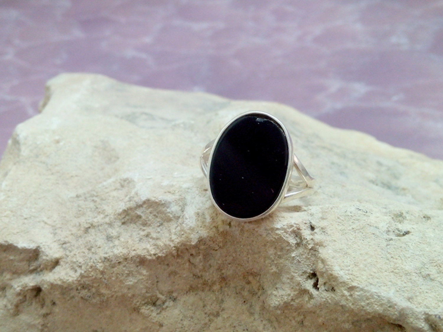 Silver Onyx Statement Ring Oval Onyx Ring Bold Ring Black - Etsy