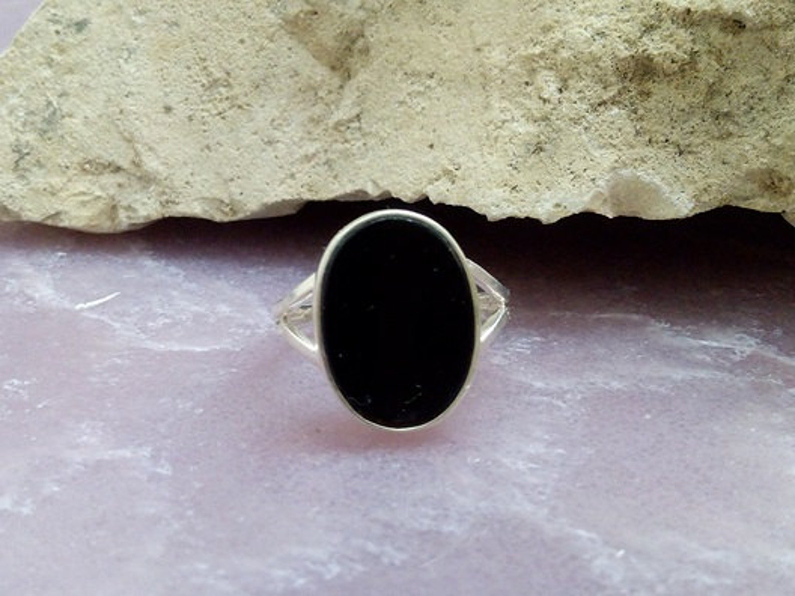 Silver Onyx Statement Ring Oval Onyx Ring Bold Ring Black - Etsy