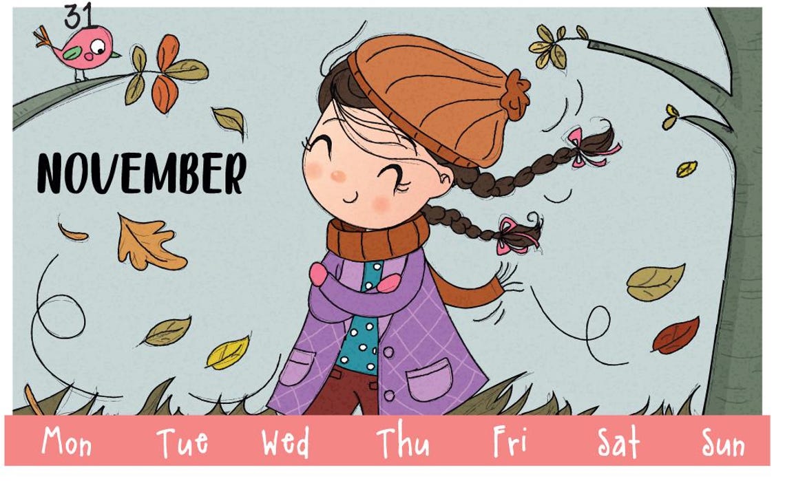 Printable Calendars, Undated Printable Kids Calendars, Watercolor ...